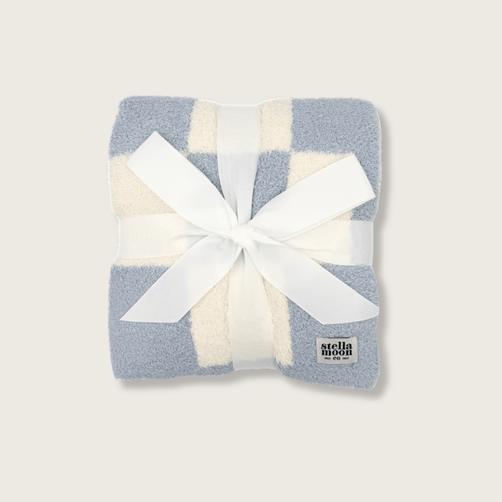 Soft Blue Checkered Blanket - Newborn & OEKO-TEX Certified